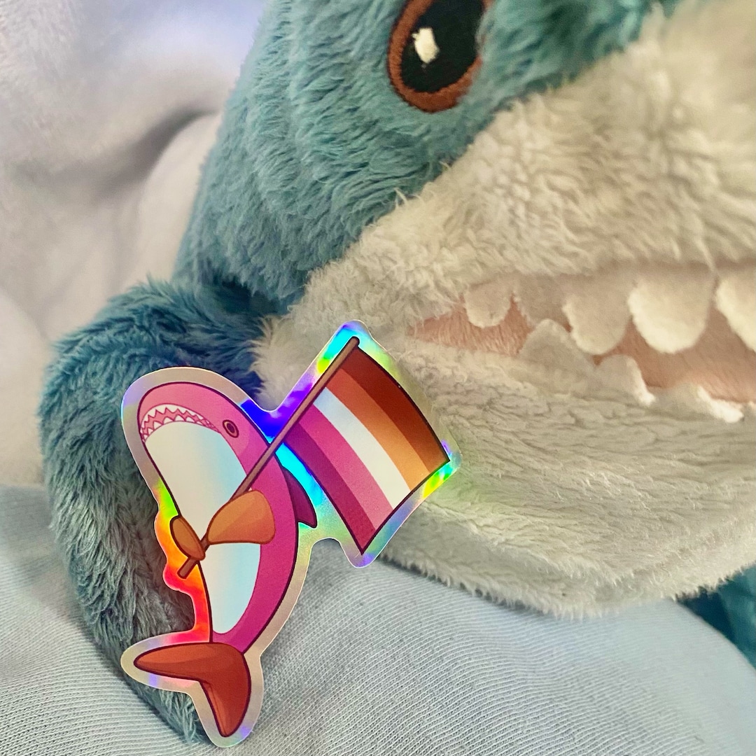 Lesbian Holographic Blahaj Pride Sticker - Etsy