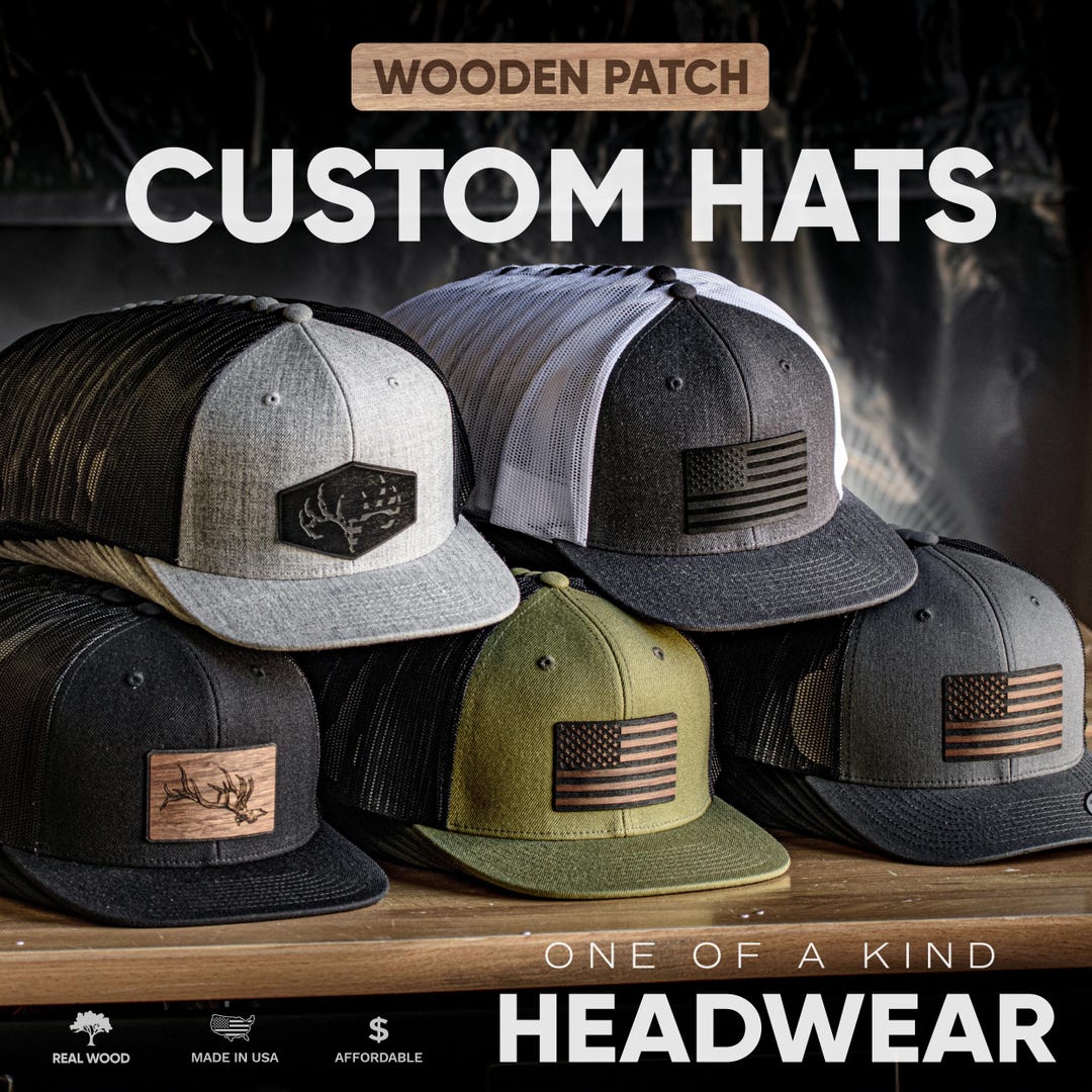 Custom Wooden Patch Hats - Etsy