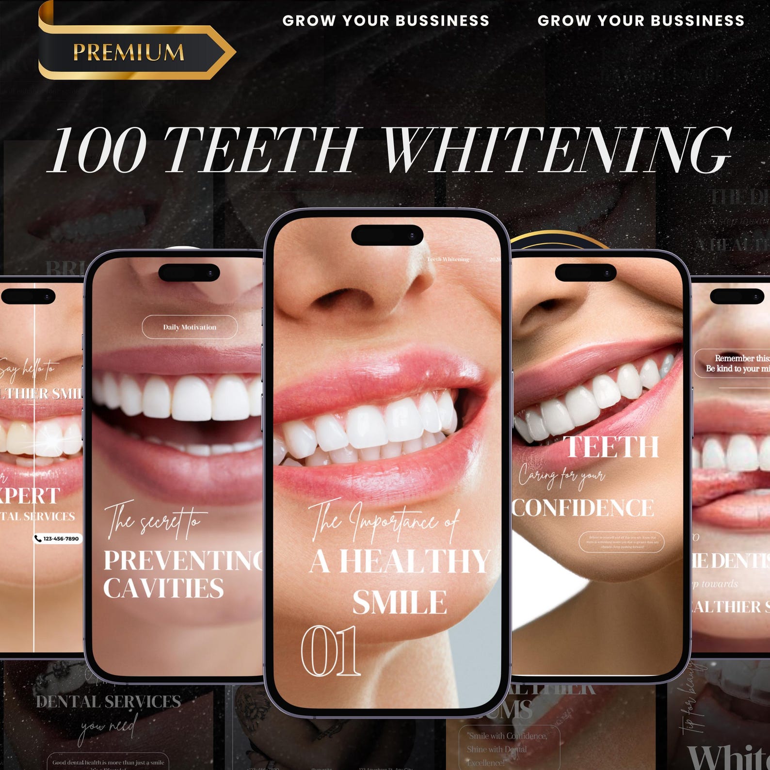 Teeth Whitening Instagram Canva Template for Aesthetic Dental Oral Care ...
