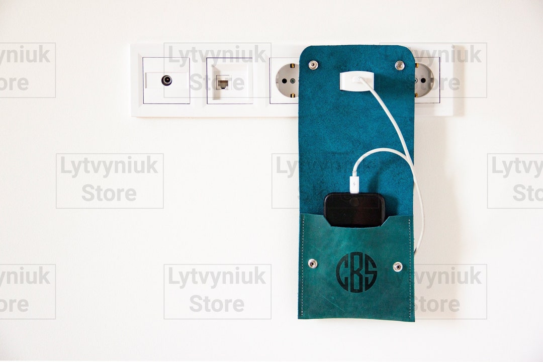 Travel Charger Case, Leather Phone Charger Case, Personalized iPhone ...