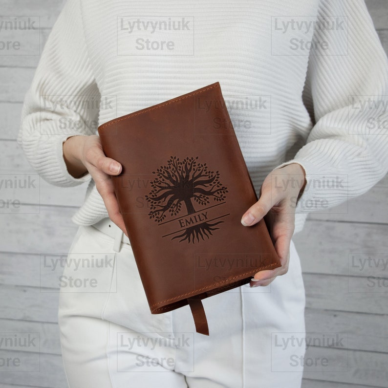 Leather Book Cover A5, Monogrammed Book Cover, A6 Book Cover, A4 Book ...