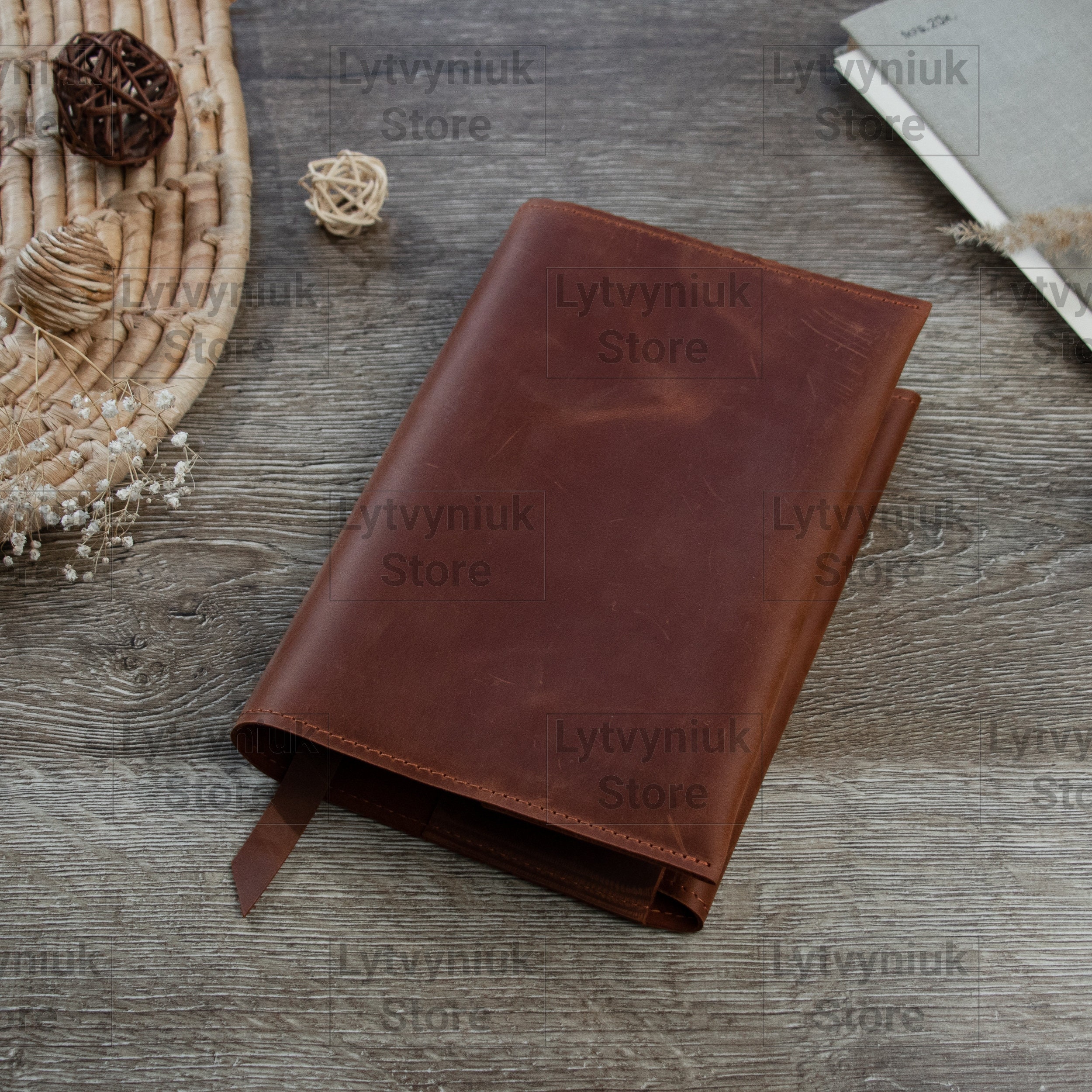 Leather Book Cover A5, Monogrammed Book Cover, A6 Book Cover, A4 Book ...
