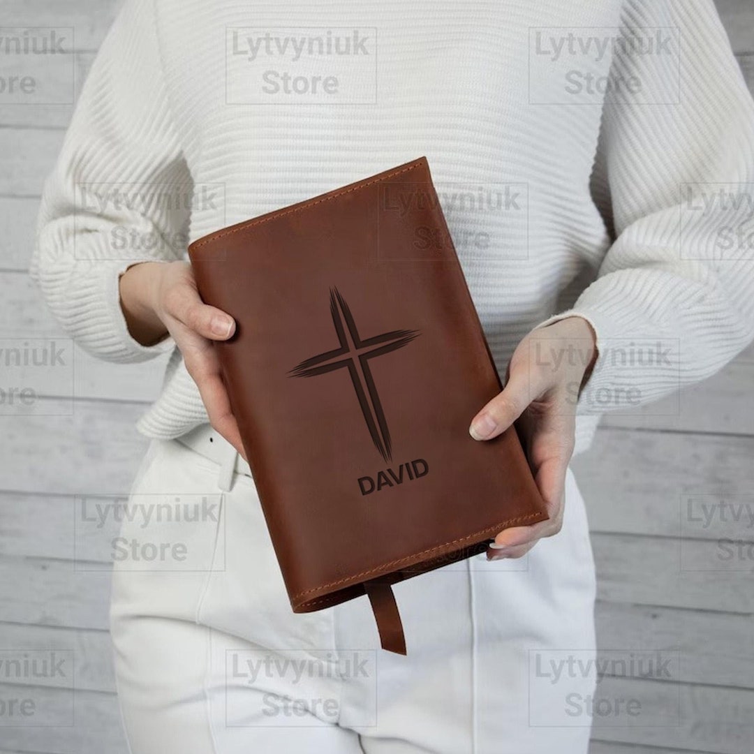 Engraved Bible Cover Men, Personalized Bible Cover for Men, Christian ...