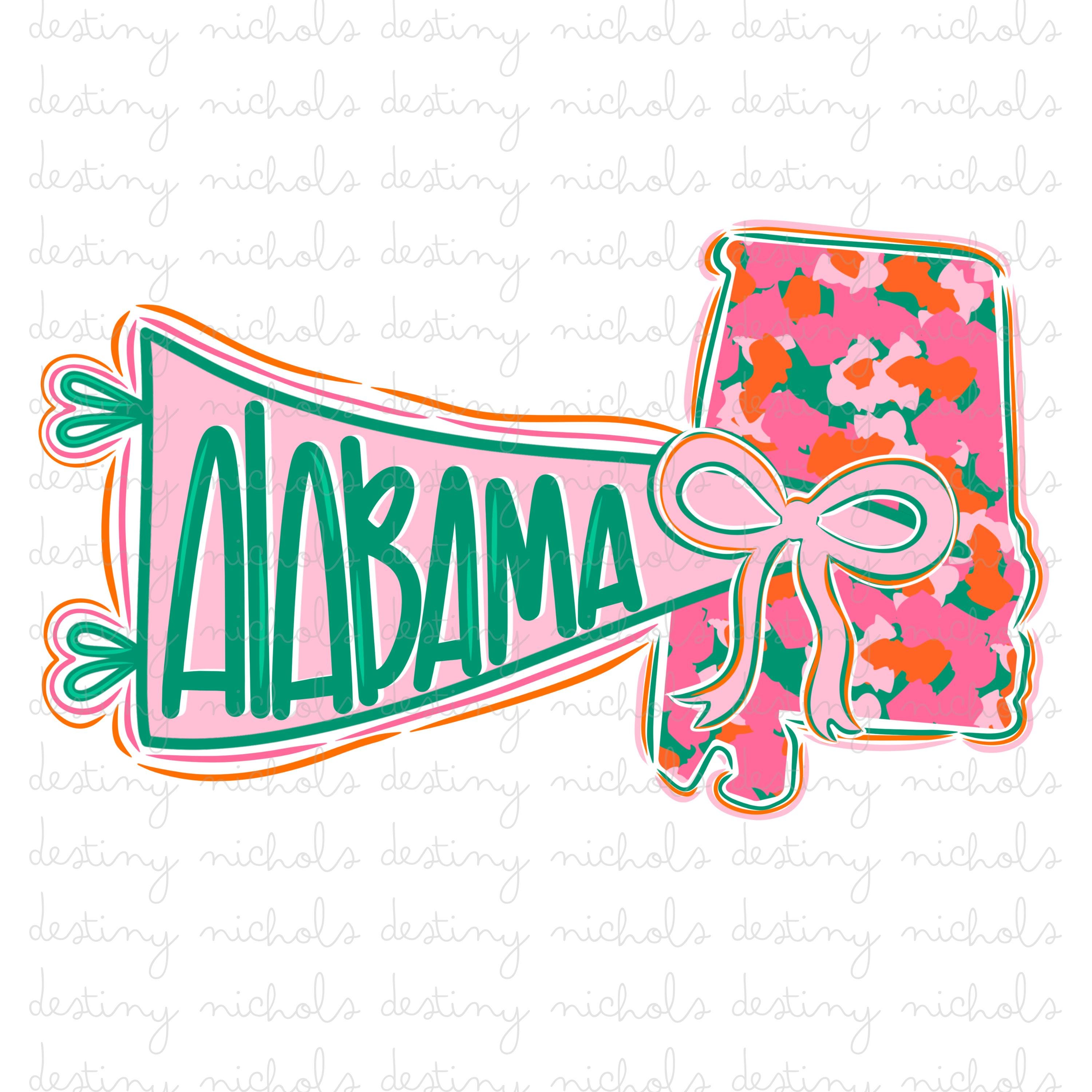 Alabama Preppy State Pennant Flag | Hand Dawn PNG | Digital Instant ...