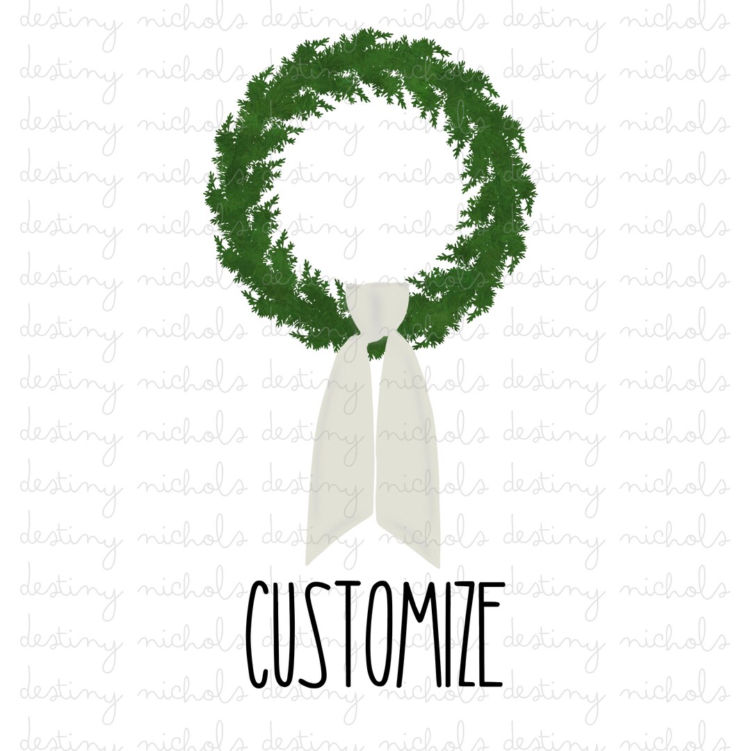 Wreath & Sash Hand Drawn PNG | Digital Download | Customizable | Add ...