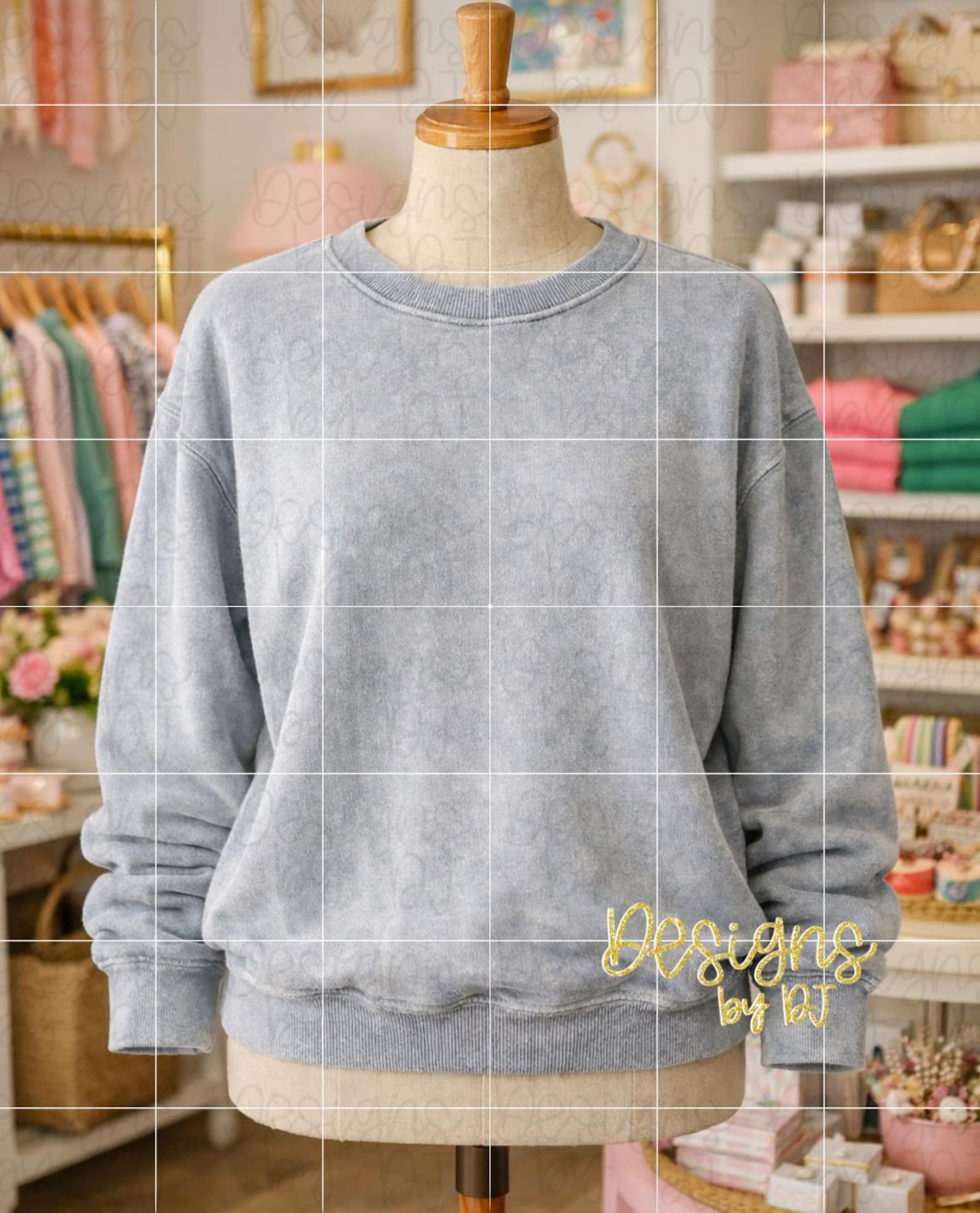 Preppy Gray Acid Wash Crewneck Sweatershirt Mock up Realistic Mock Real ...