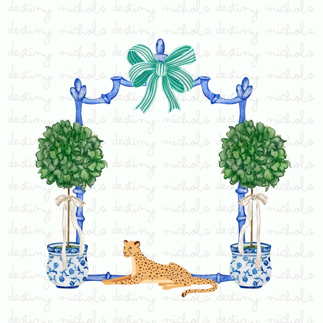 Grandmillenial Bamboo Watercolor PNG Crest | Instant Download | Blue ...