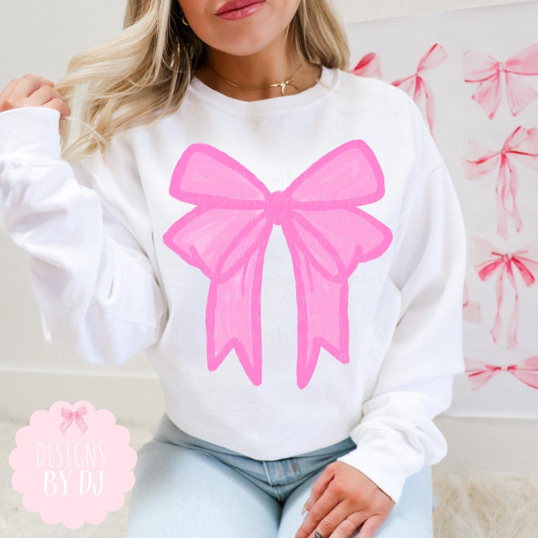 Pink Hand Painted Bow PNG | Pink Coquette Bow | Smear Paint | Instant ...