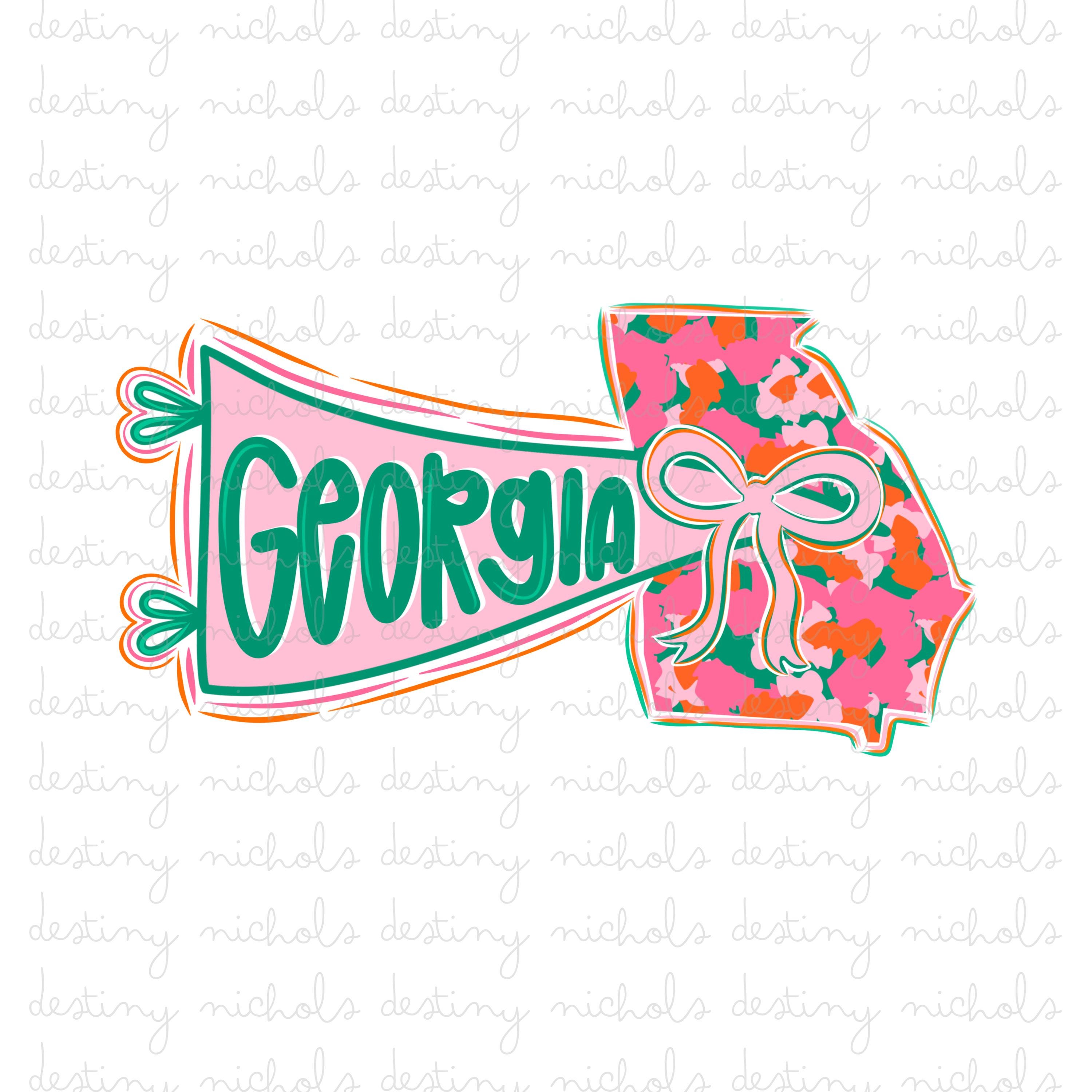 Georgia Preppy State Pennant Flag | Hand Dawn PNG | Digital Instant ...