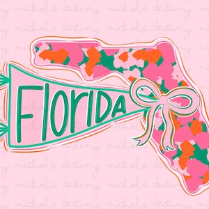 Florida Preppy State Pennant Flag | Hand Dawn PNG | Digital Instant ...