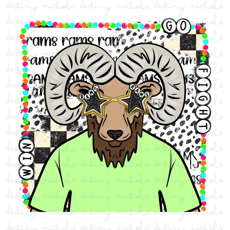 Rams Charm Mascot PNG | Hand Drawn | School Preppy Charm | Digital ...