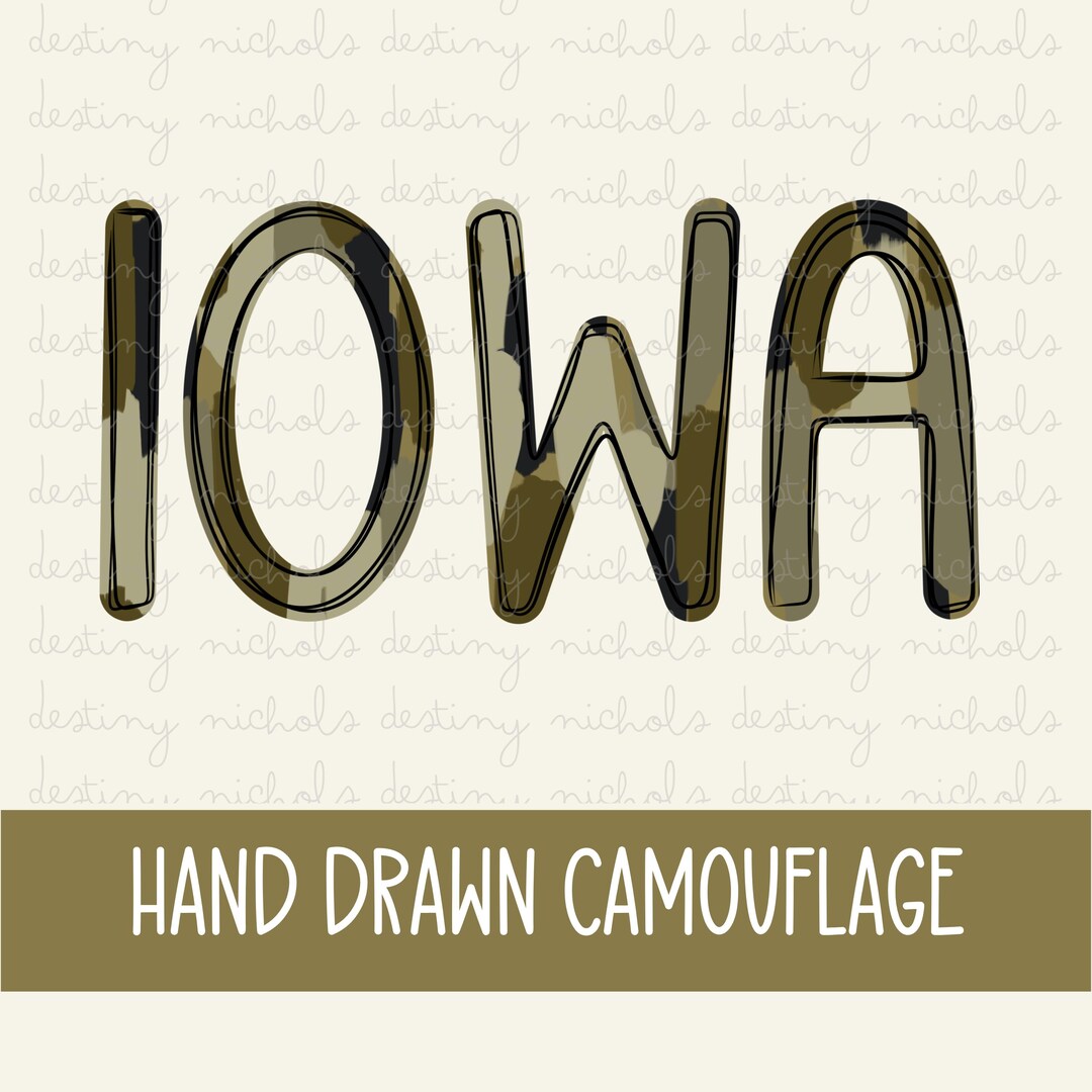 Iowa Hand Drawn Camoflauge PNG | Southern | Country | State Design ...