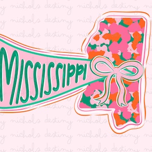Mississippi Preppy State Pennant Flag | Hand Dawn PNG | Digital Instant Download | Georgia ...
