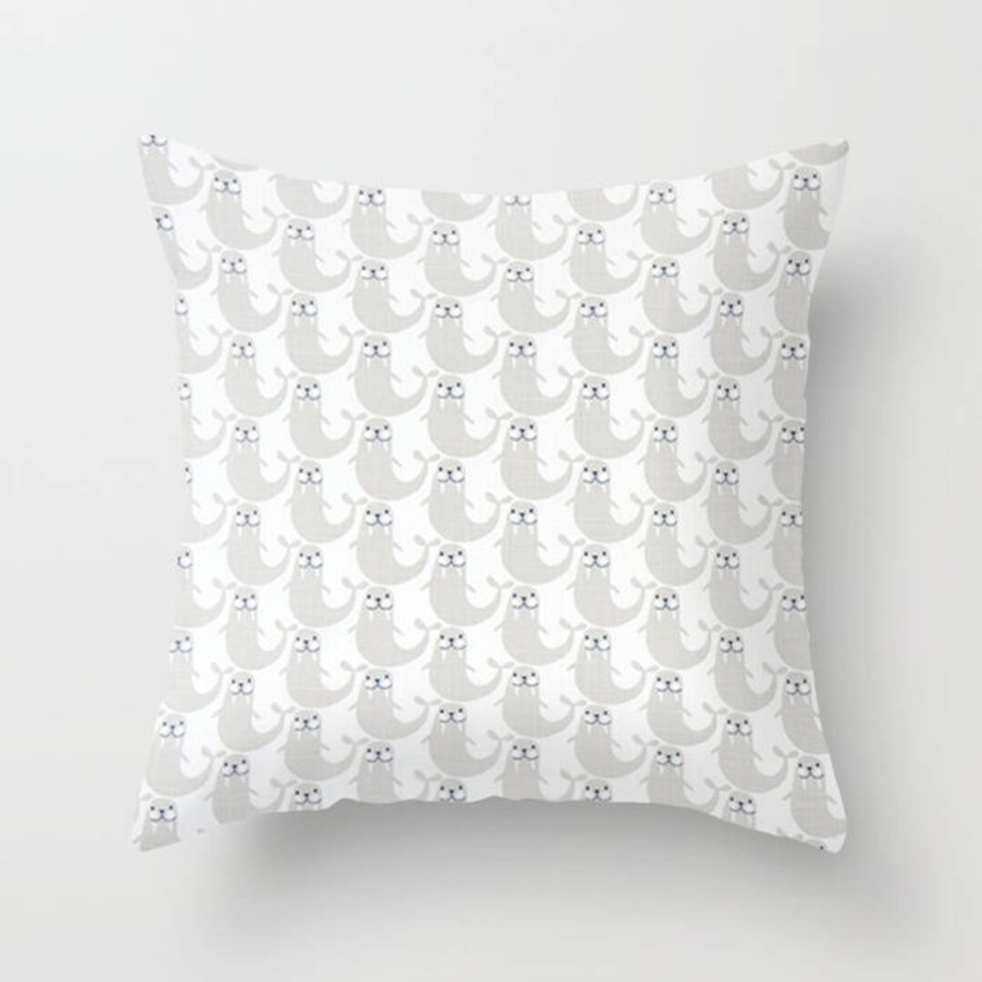 Walrus Pillow Cover Zoo Decorative Pillow Grey Kids Room - Etsy