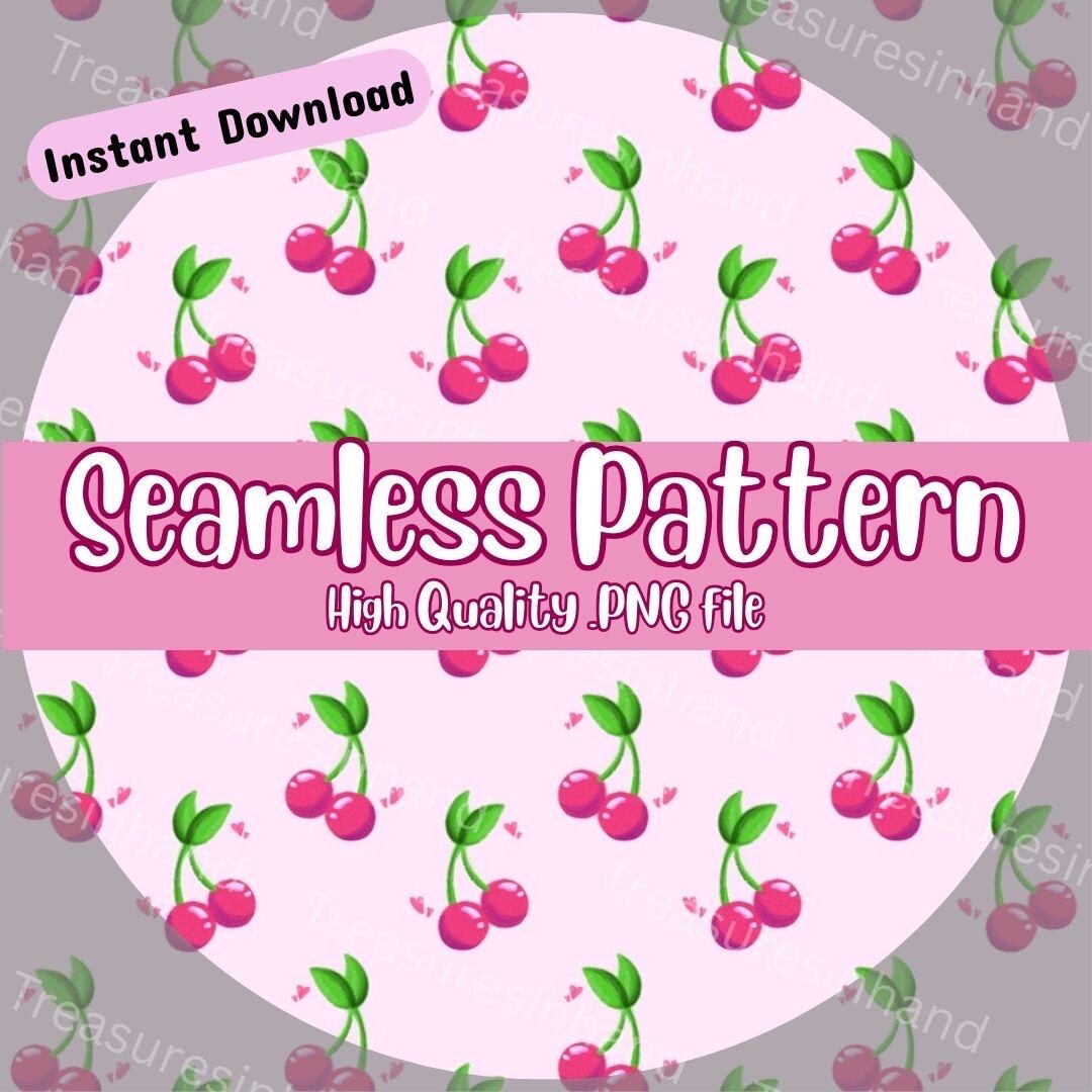 Cherry Seamless Pattern .PNG Instant Download, Pink Cherry’s, Cherry ...