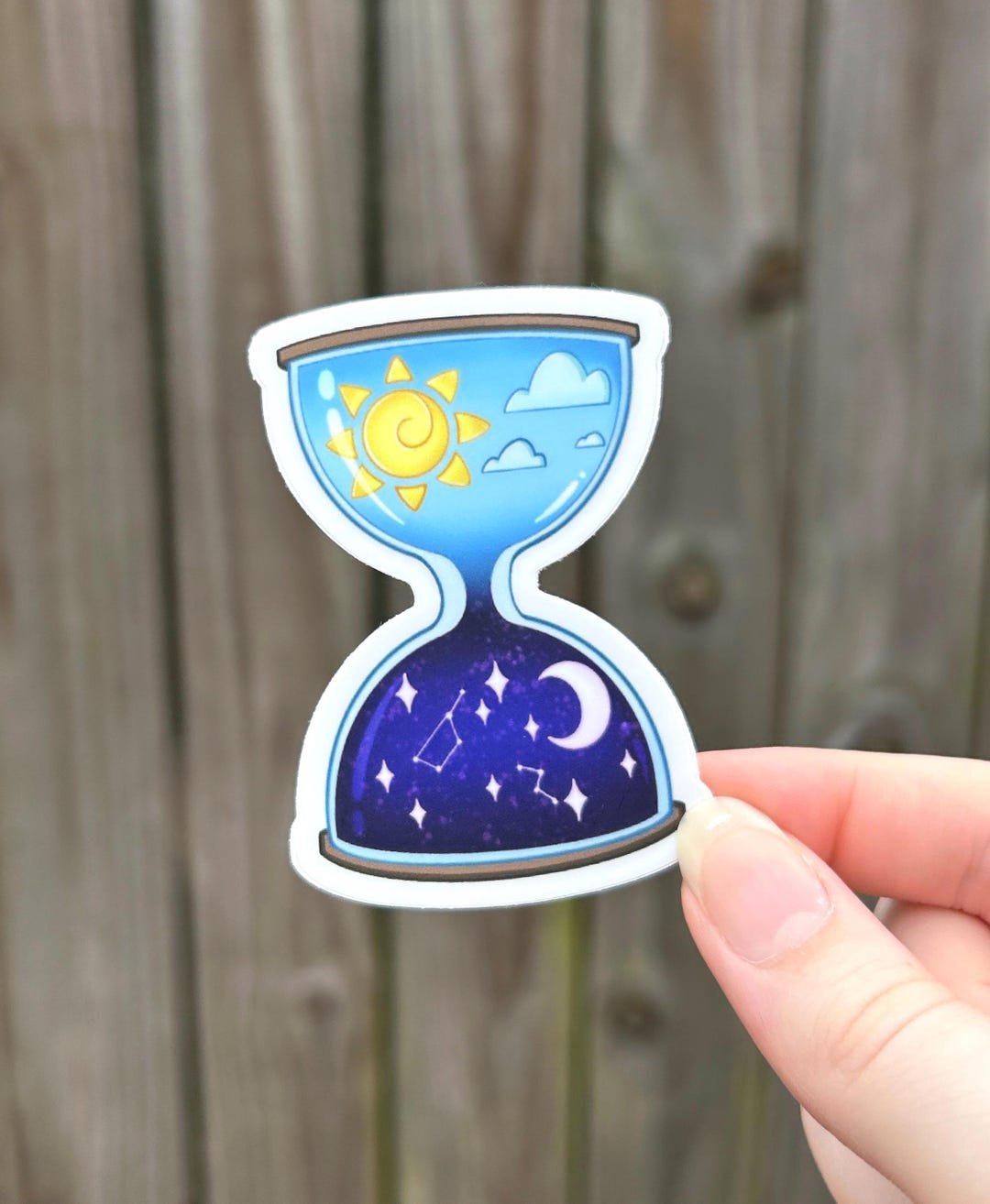 Sun and Moon Hourglass Sticker: Waterproof Vinyl Decal - Etsy