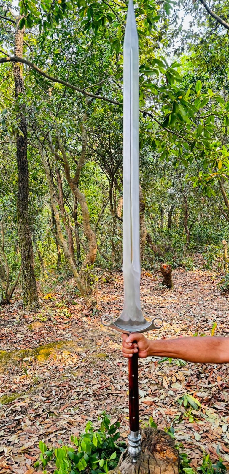 48 Inch Fixed Blade Long Master Sword Unique Hand Carved Guard Carbon ...