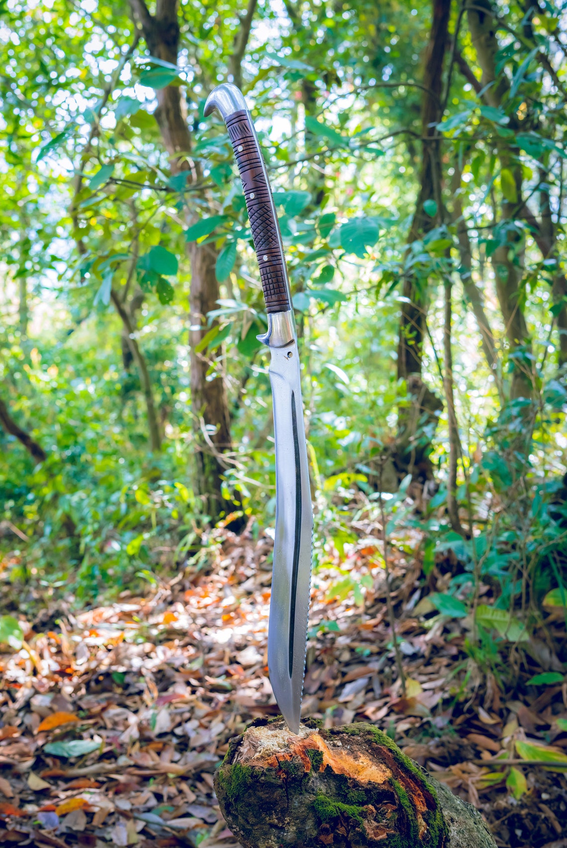 Long Custom Wood Chopper Viking Kukri 20 Inch 5160 Carbon Steel Blade ...