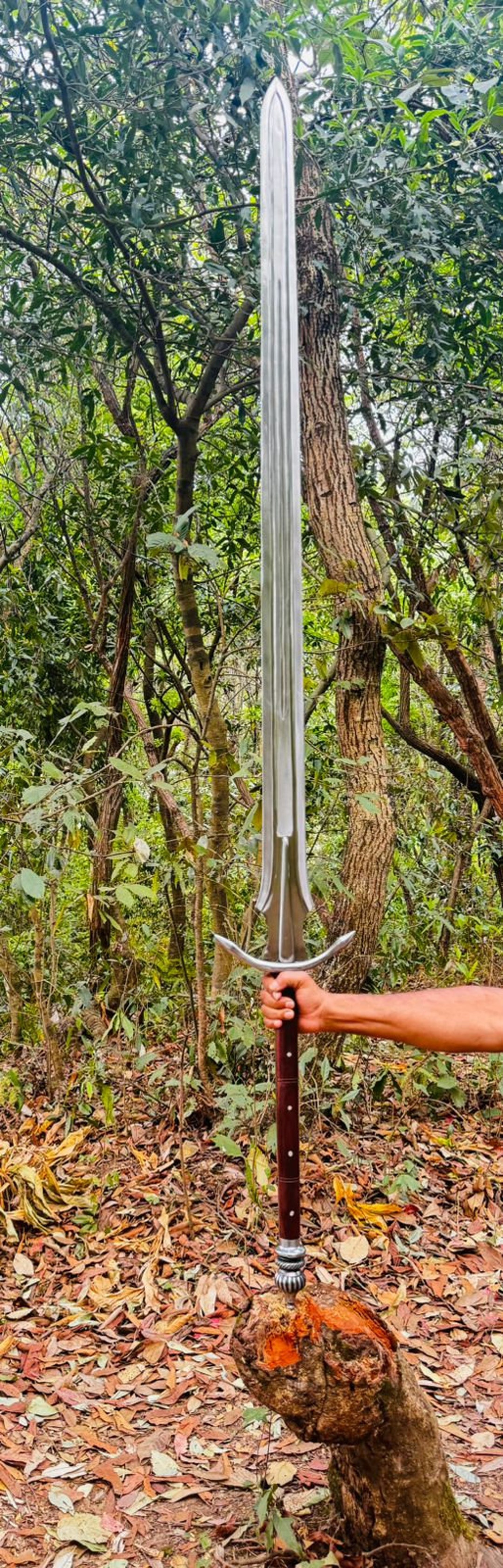 57 Inch Full Tang Long Master Sword Knife-hand Carved Guard Pommel ...