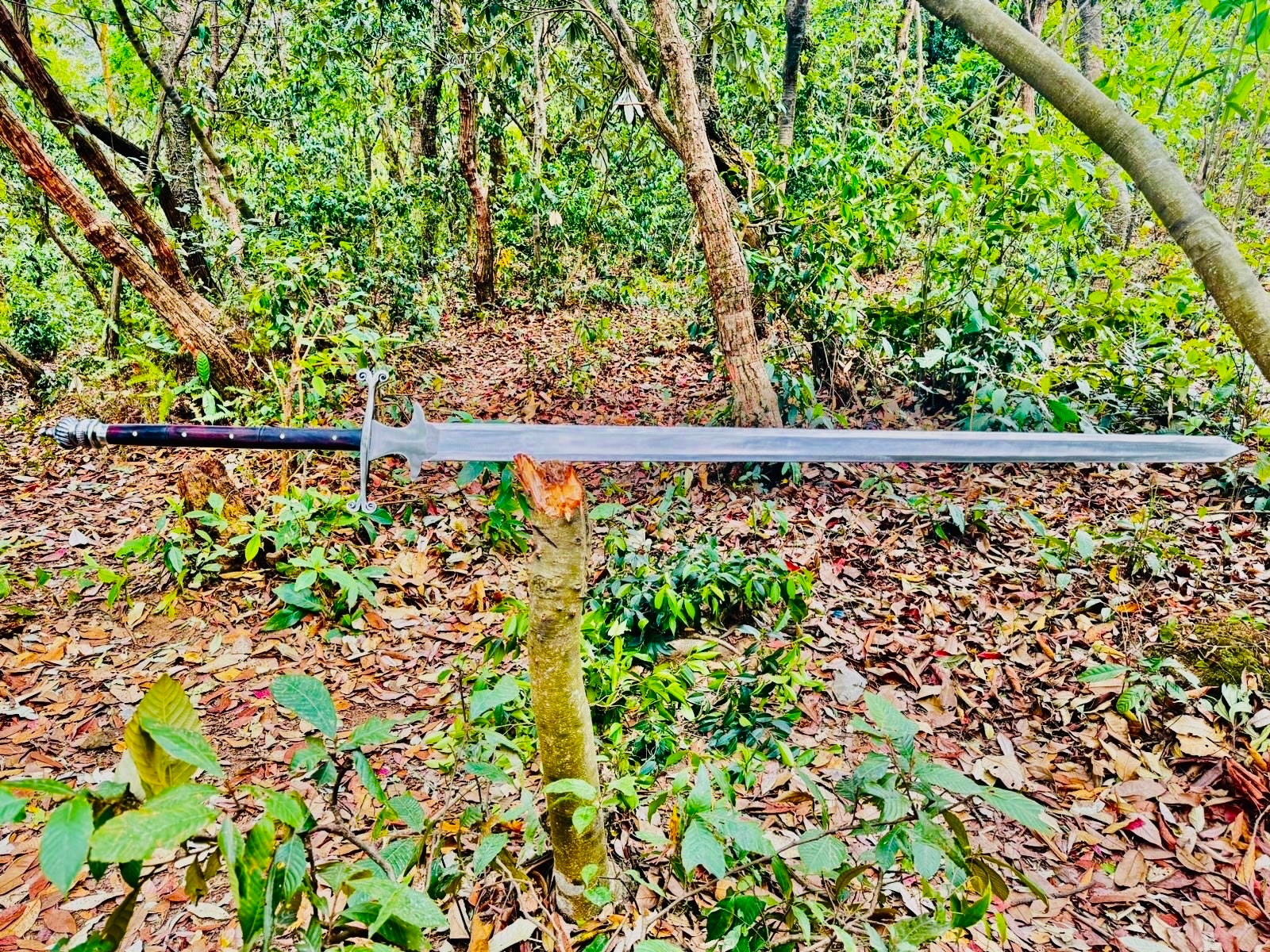 55 Inch Hand Forged Long Master Sword Blade Knife Carbon Steel Fixed ...