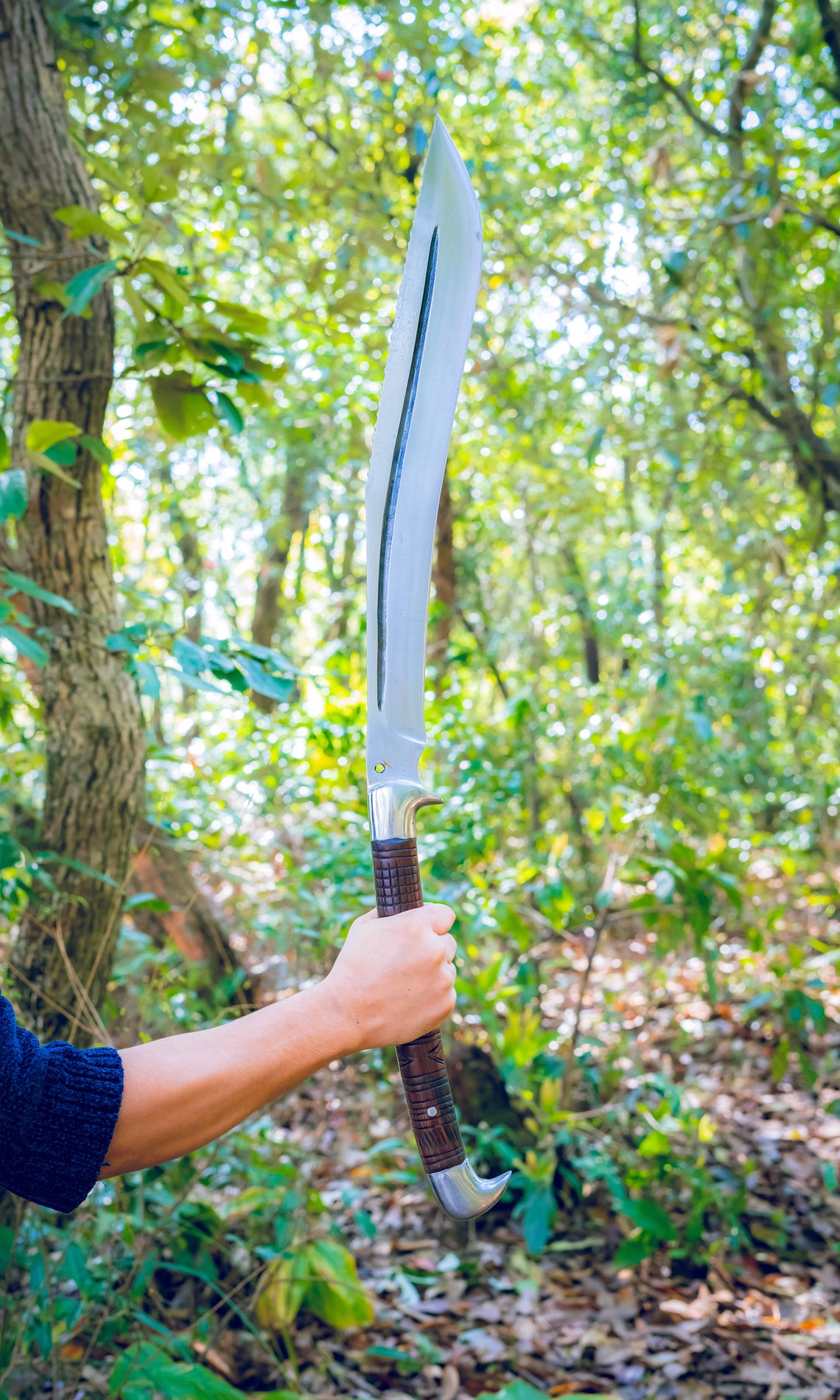 Long Custom Wood Chopper Viking Kukri 20 Inch 5160 Carbon Steel Blade ...