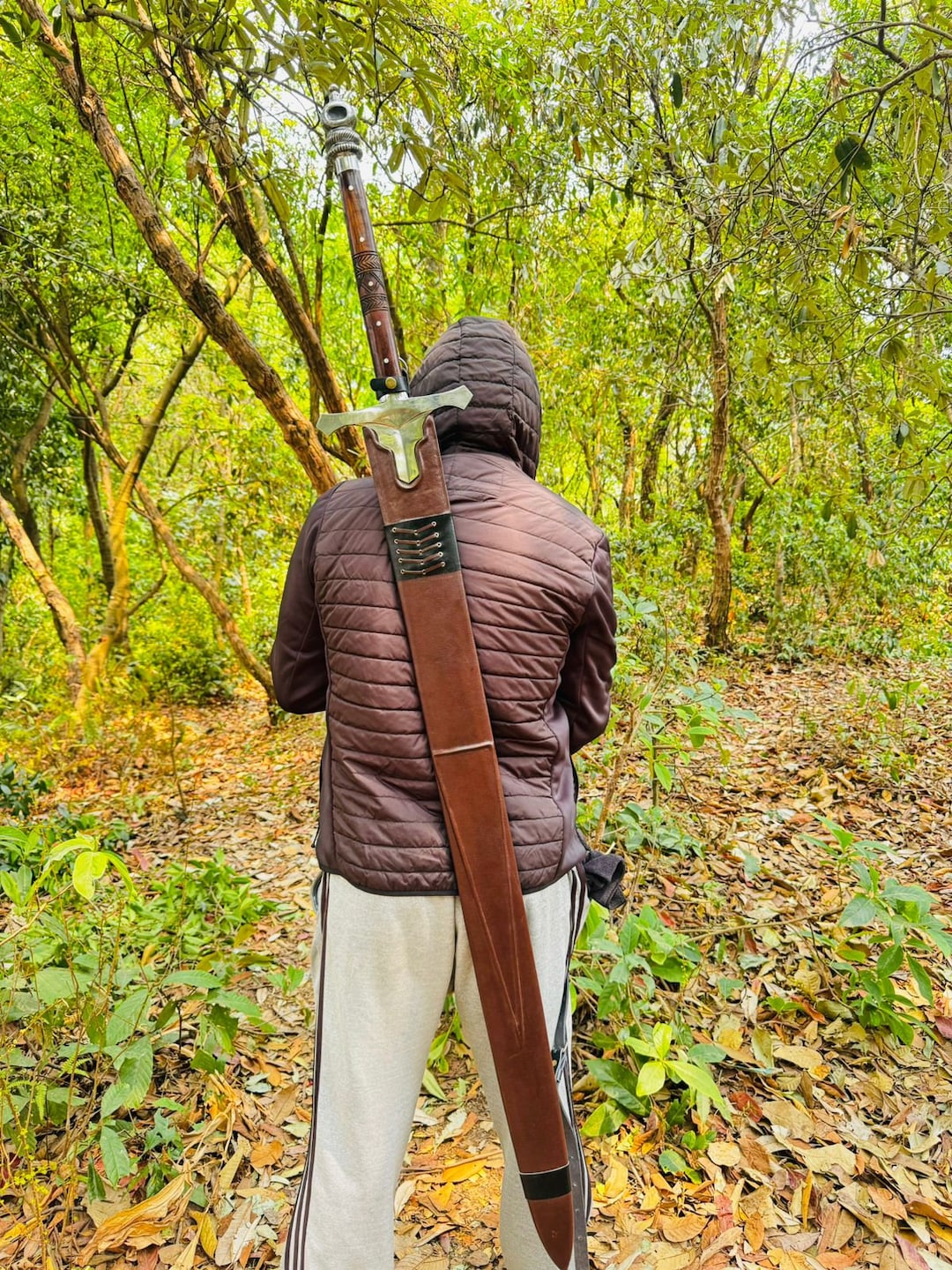 48 Inch Fixed Blade Viking Sword Knife | Hand Carved Guard Pommel ...