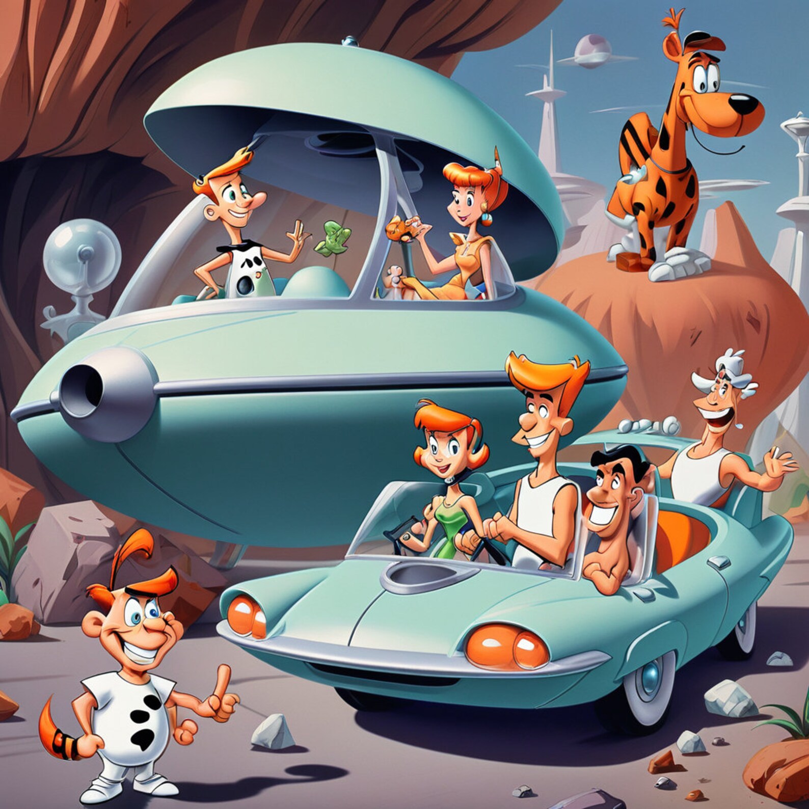 The Jetsons Meet the Flintstones - Etsy