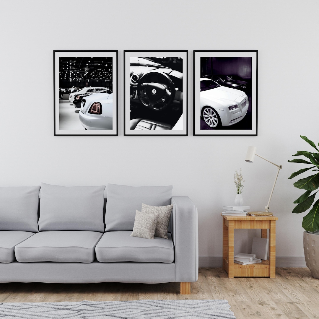 Luxury Car Poster Set of 3 | Exotic Car Art Prints | Automotive Wall ...