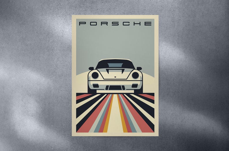 Porsche Retro Poster - Digital Download: EPS, PDF | Minimalist Car ...