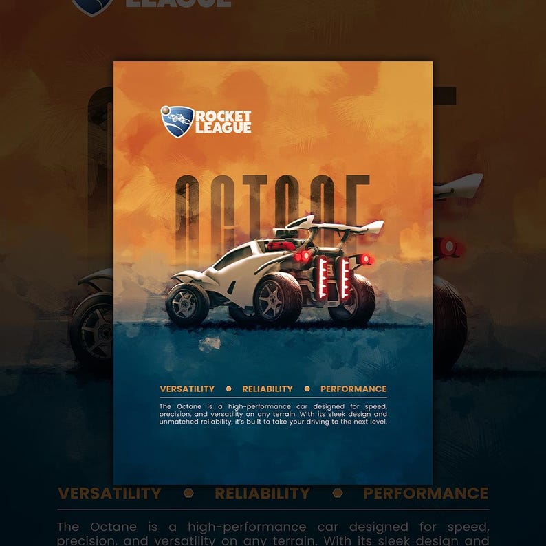 Rocket League Octane Poster - Gaming Wall Art - Car Soccer Decor - Gift ...
