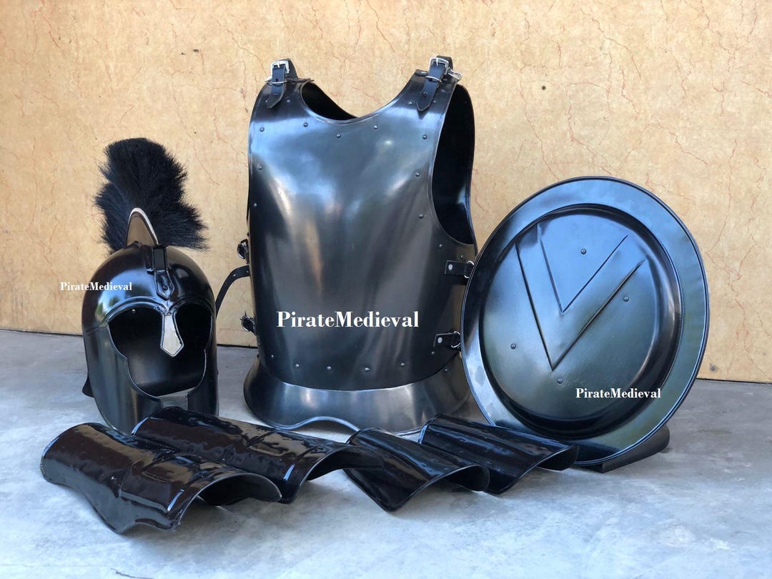 Medieval Armor Breastplate Complete Set Black Finish Chest Armour, Troy ...
