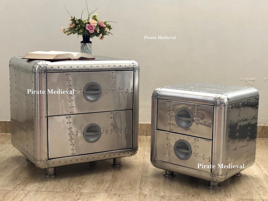 Modern Aviator Side Table Living Room End Table Polished Aluminum ...