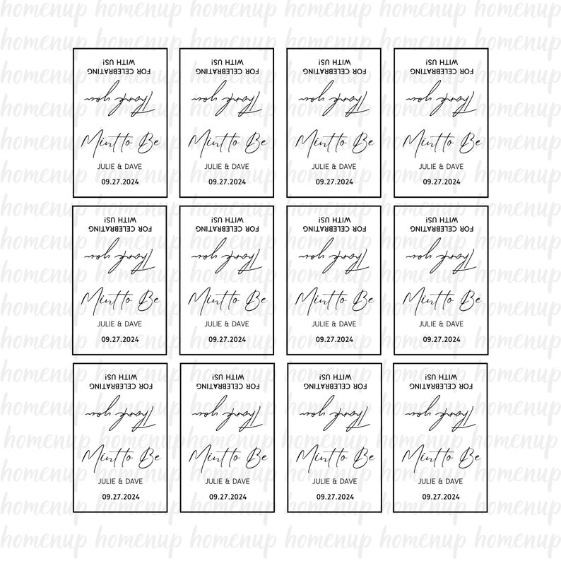 Editable Wedding Mint Favors, Printable Mint Toppers, Instant Download ...