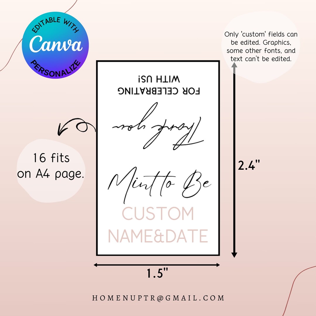 Editable Wedding Mint Favors, Printable Mint Toppers, Instant Download ...