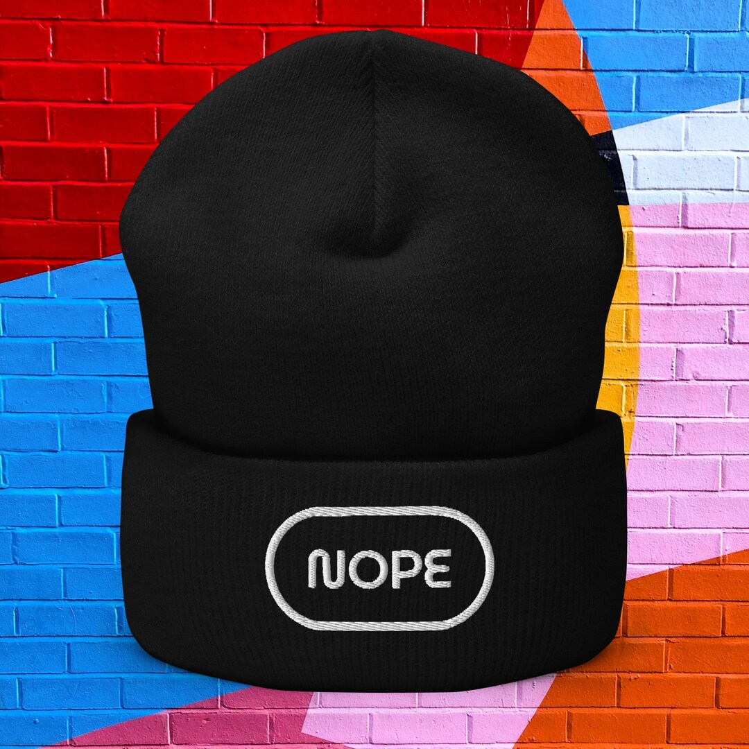 NOPE Embroidered Beanie | Funny Statement Hat | Minimalist Resistance ...