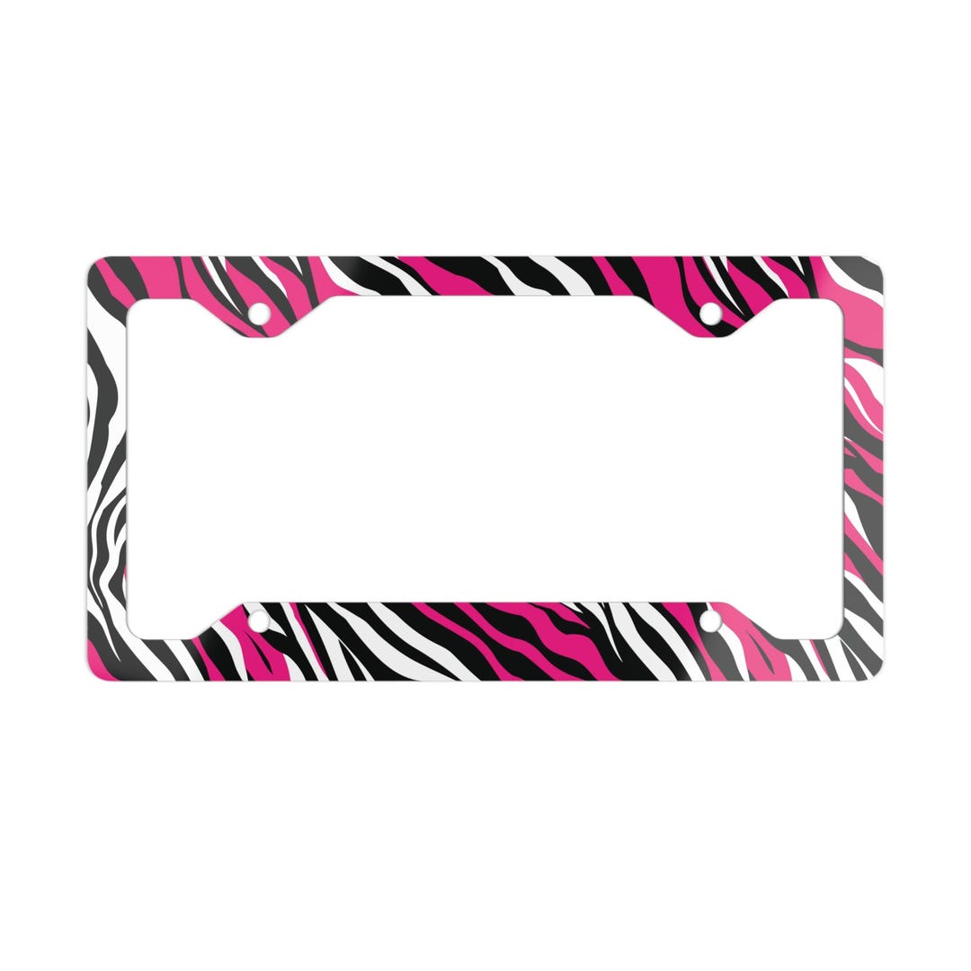 License Plate Frame, Pink Zebra Stripes - Car Accessory, Vehicle Decor ...