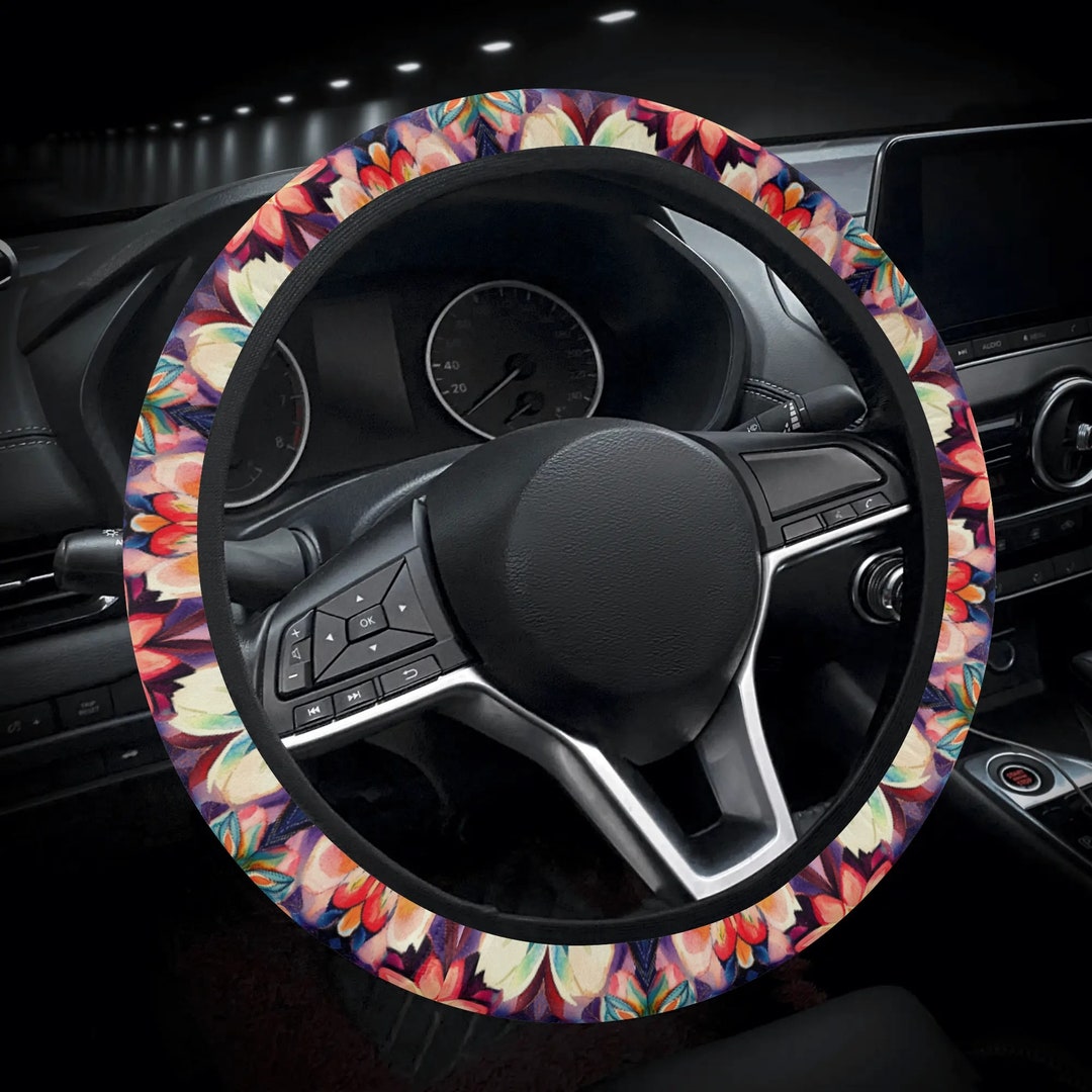 Vintage-inspired Floral Pattern Steering Wheel Cover for Car ...