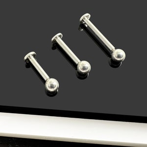 925 Sterling Silver Vertical Labret Stud Internally Threaded Bar Lip ...