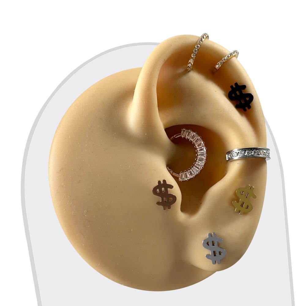Dollar Sign Threadless Push-fit Flat Back Tragus, Helix & Cartilage ...