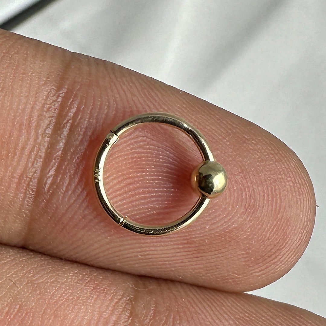 14K Gold Segment Clicker Ring With BCR Ball Design – 18G (1mm) – 8mm ...