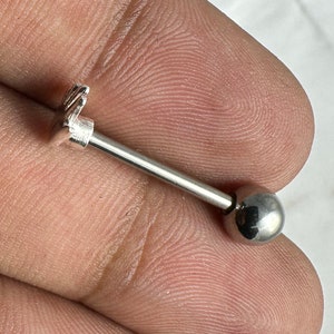925 Sterling Silver Hand Design Straight Barbell - 14G (1.6mm) Surgical ...
