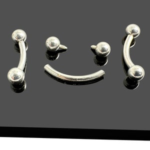 925 Sterling Silver Curved Eyebrow Ring - 16G Eyebrow Piercings - 6mm ...