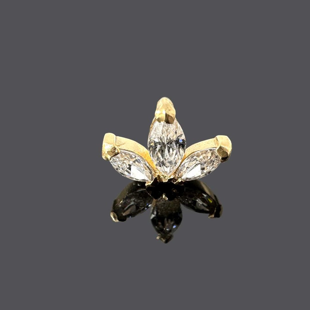14K Solid Gold Internal Threaded Tops - 16G (1.2mm) - Multiple Stunning ...