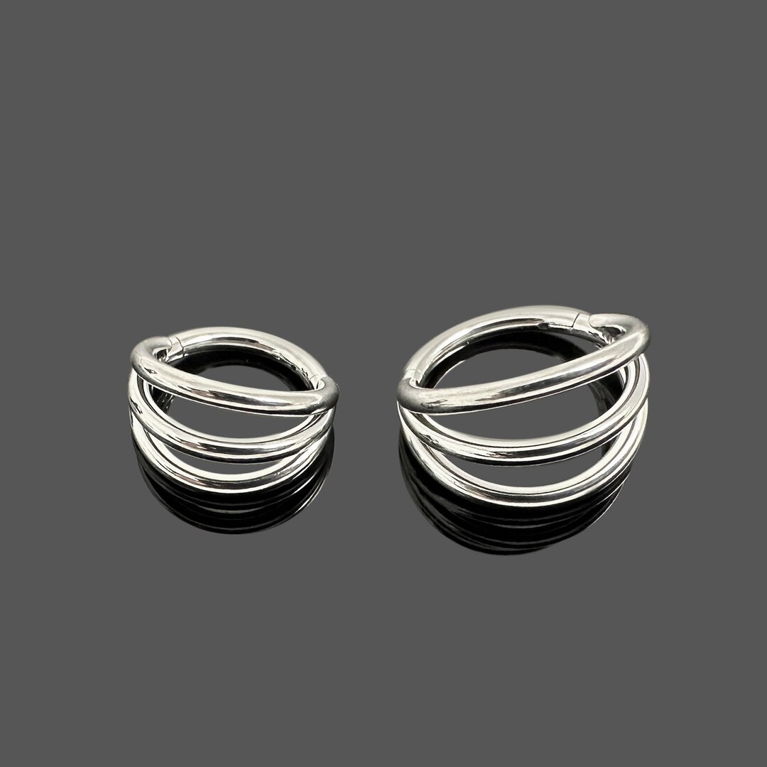 16G Titanium Triple Hoop Segment Clicker Ring/stacked Septum Clicker ...