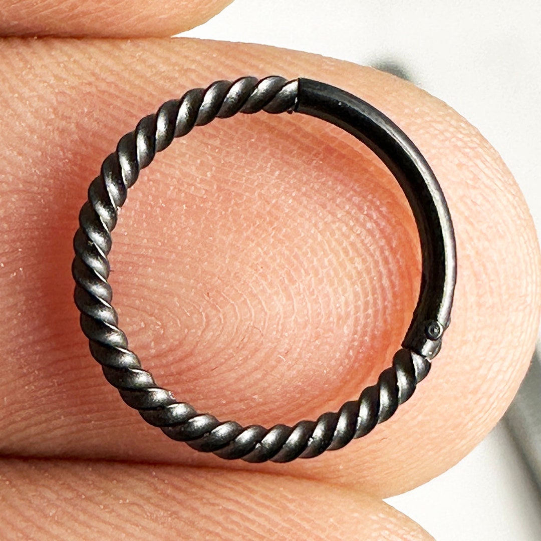 316L Surgical Steel Twisted Segment Clicker Ring - 16G (1.2mm) Septum ...