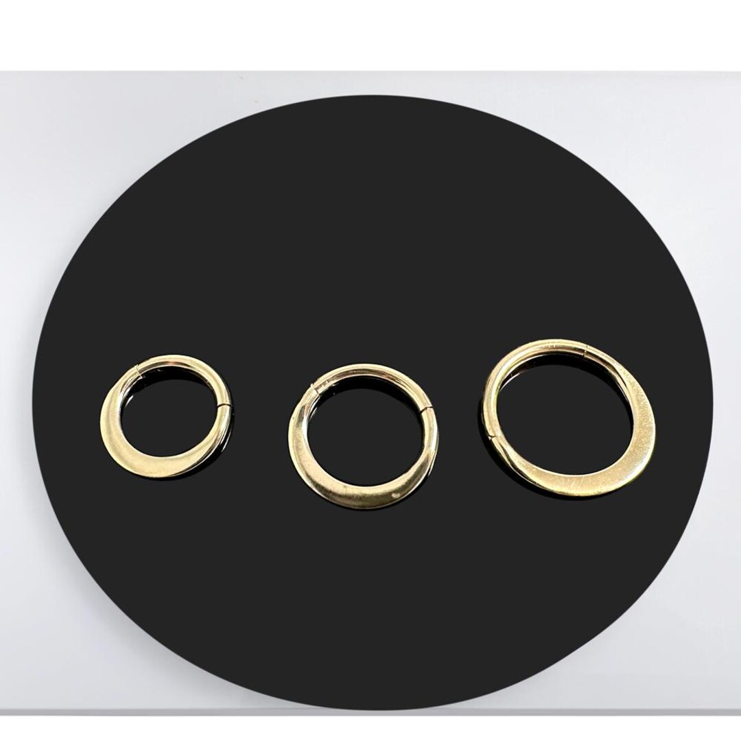 Oval Segment Clicker Ring Flat Profile – 14K Solid Gold Segment Ring ...