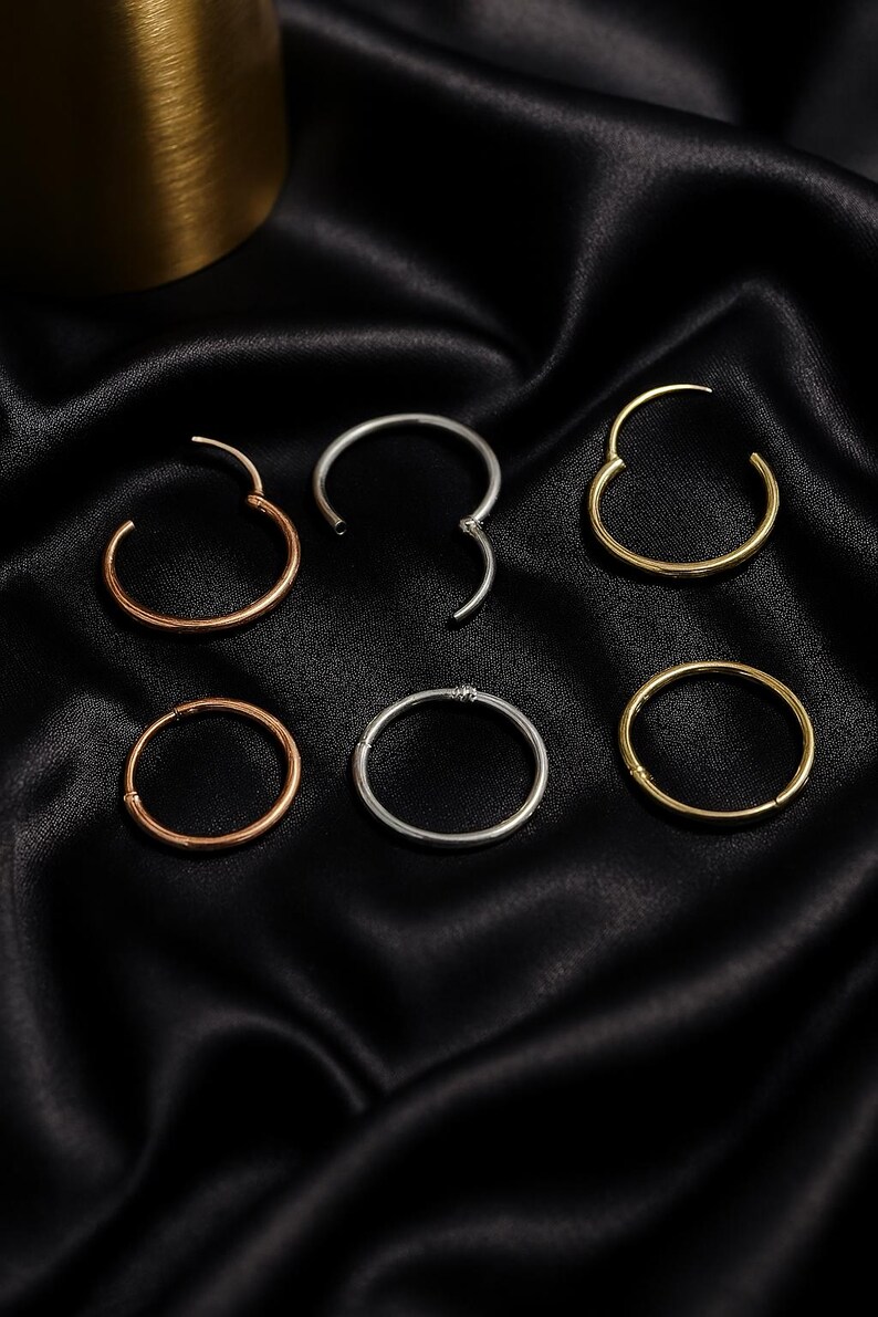 9K/14K Solid Gold Earring Hoops | Yellow/white/rose Gold | 22G Nose ...