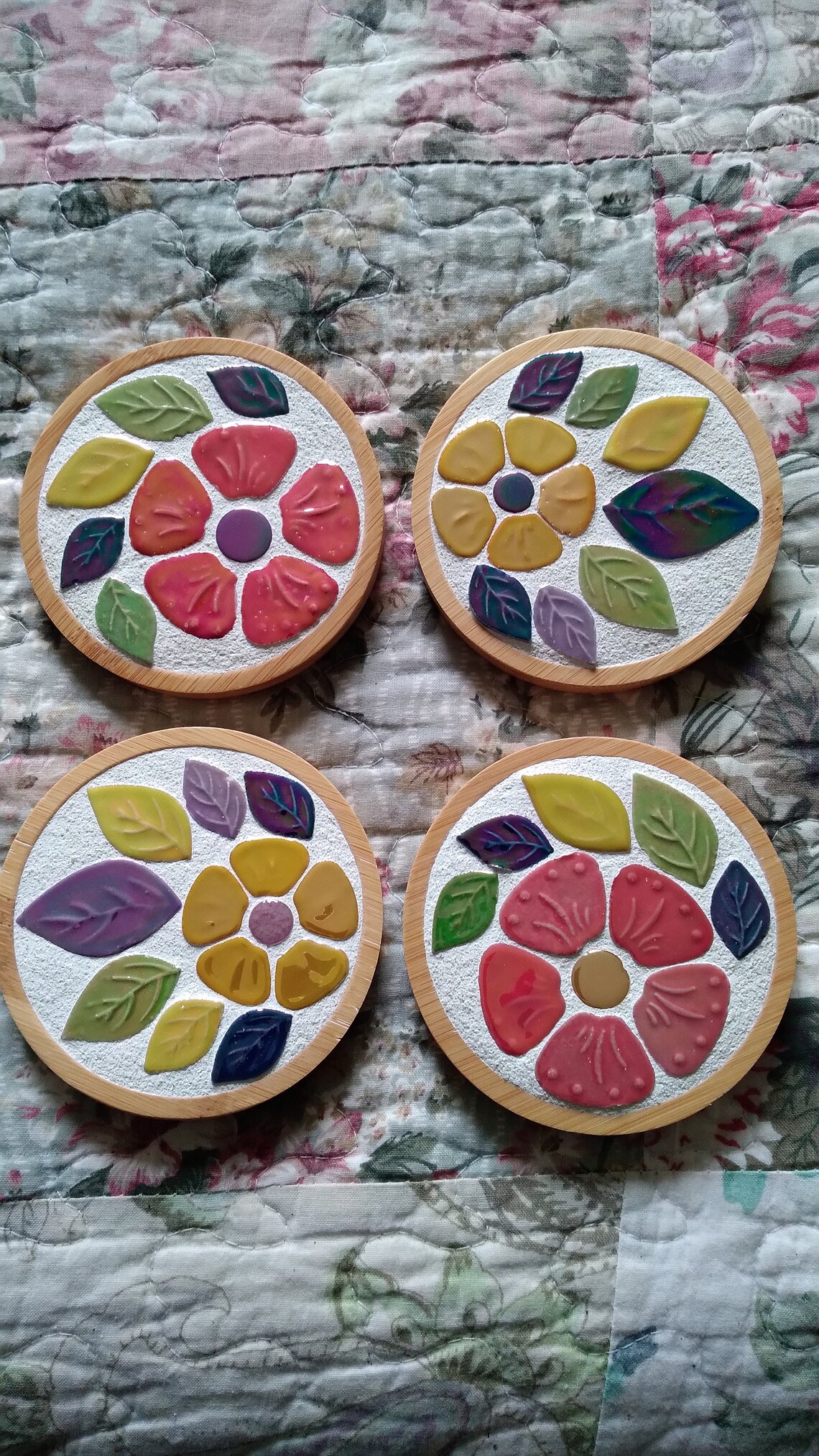 Floral Mosaic Coasters (set of 4) - Etsy