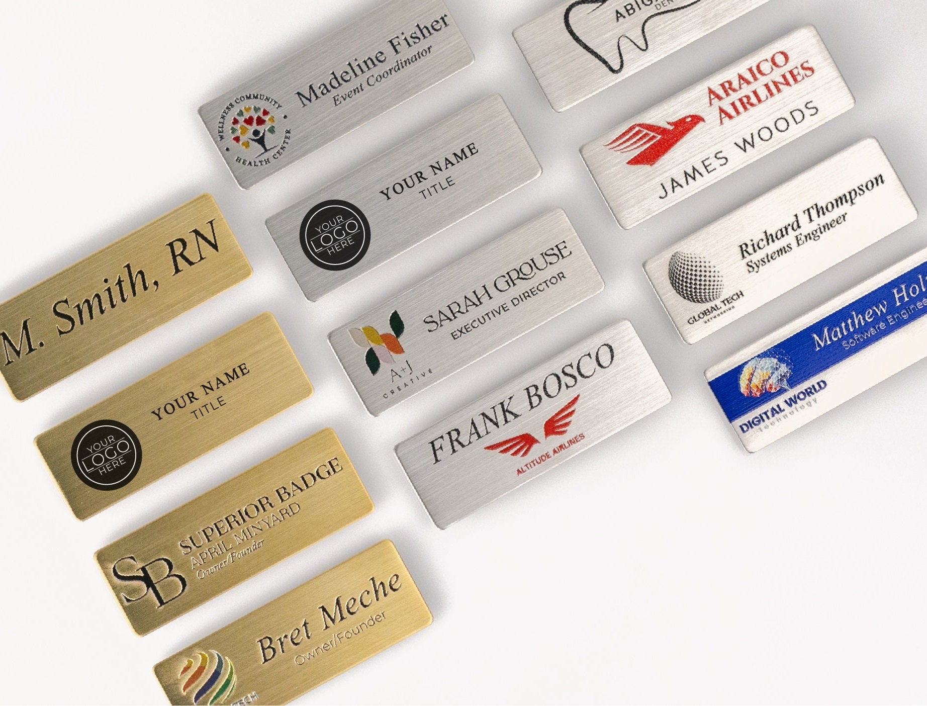 High Quality METAL 1"x2.75" Name Badge, Personalized Business Tag With ...