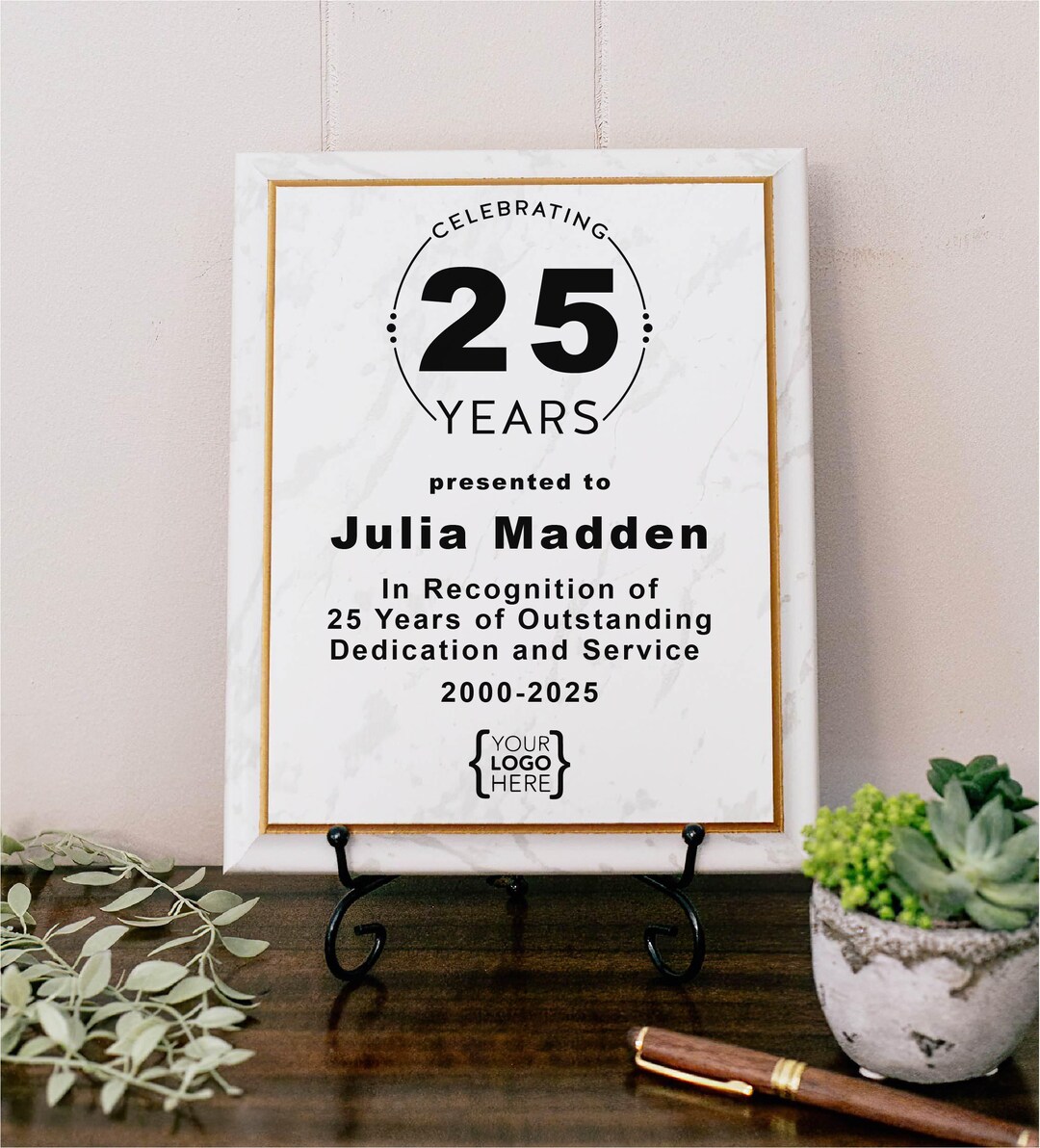 Marble Years of Service Plaque | Employee Recognition Wood Plaque ...